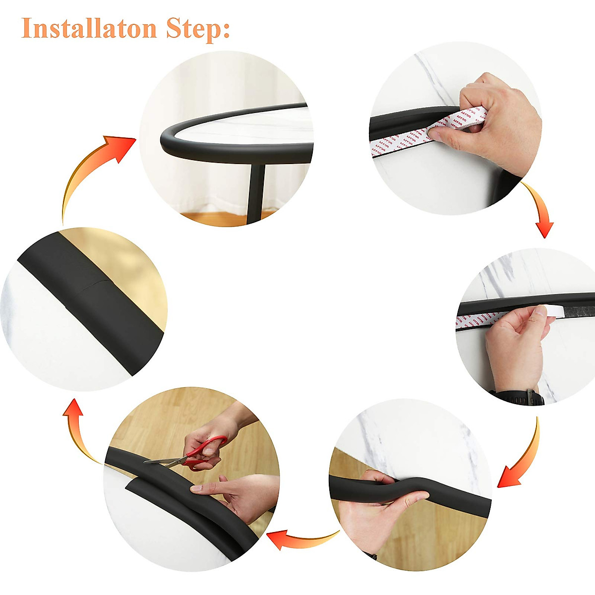 Furnigear Edge and Corner Guard, Foam Safety Bumpers, Baby Proofing Safety Table Corner Protectors, (16.4 Ft Edge + 4 Corners), Black, Self-Stick