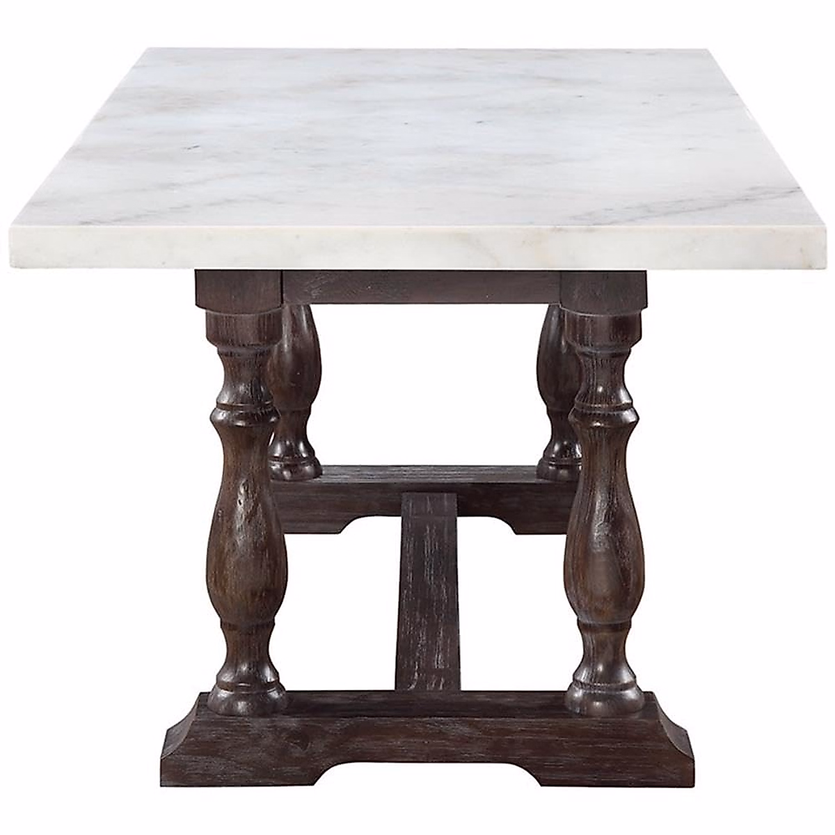 Acme Gerardo 72" Marble Top Dining Table in White and Espresso