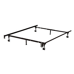 KB Designs - 6-Leg Adjustable Metal Queen, Full, Full XL, Twin, Twin XL, Bed Frame with Rug Rollers & Locking Wheels