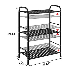 JSB 3-Tier Adjustable Shelving Unit, Heavy Duty Storage Rack Organizer Metal Corner Shelf for Kitchen Living Room Laundry Pantry Bathroom (Black, 3 Tier)…