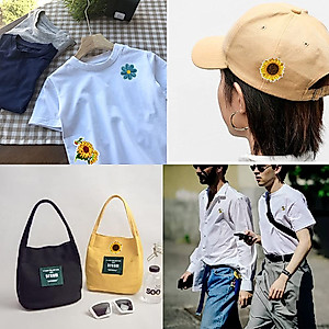 Embroidered Flowers Bee Iron on Patches 36pcs Cute Bumble Sunflower Daisy Patch for Clothing Sew on Embroidered Applique Decoration Sewing Patches for Bags Jackets Jeans Clothes DIY Patches