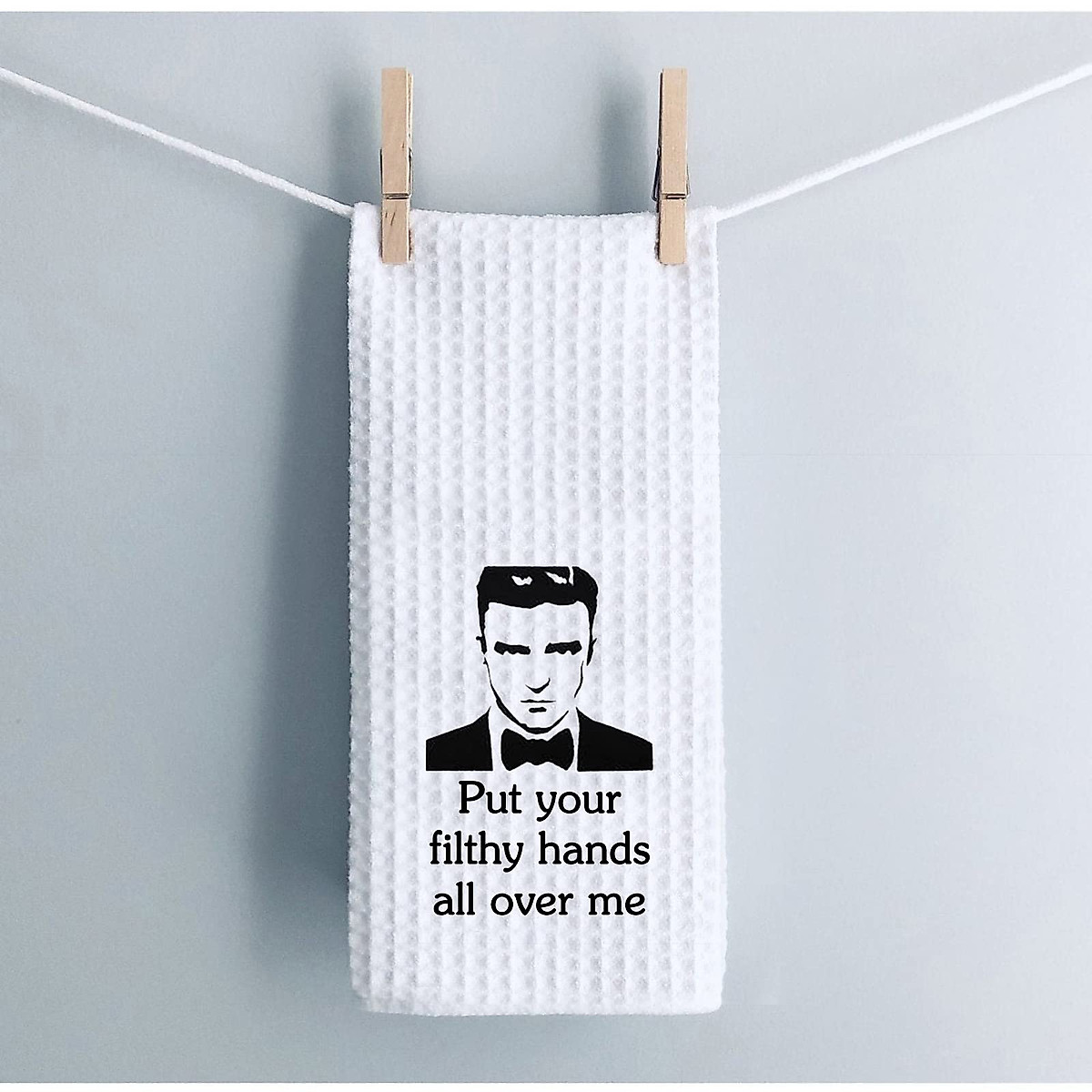 WCGXKO Put Your Filthy Hands All Over Me Justin Inspired Decorative Flour Sack Dish Towel (Filthy Hands)