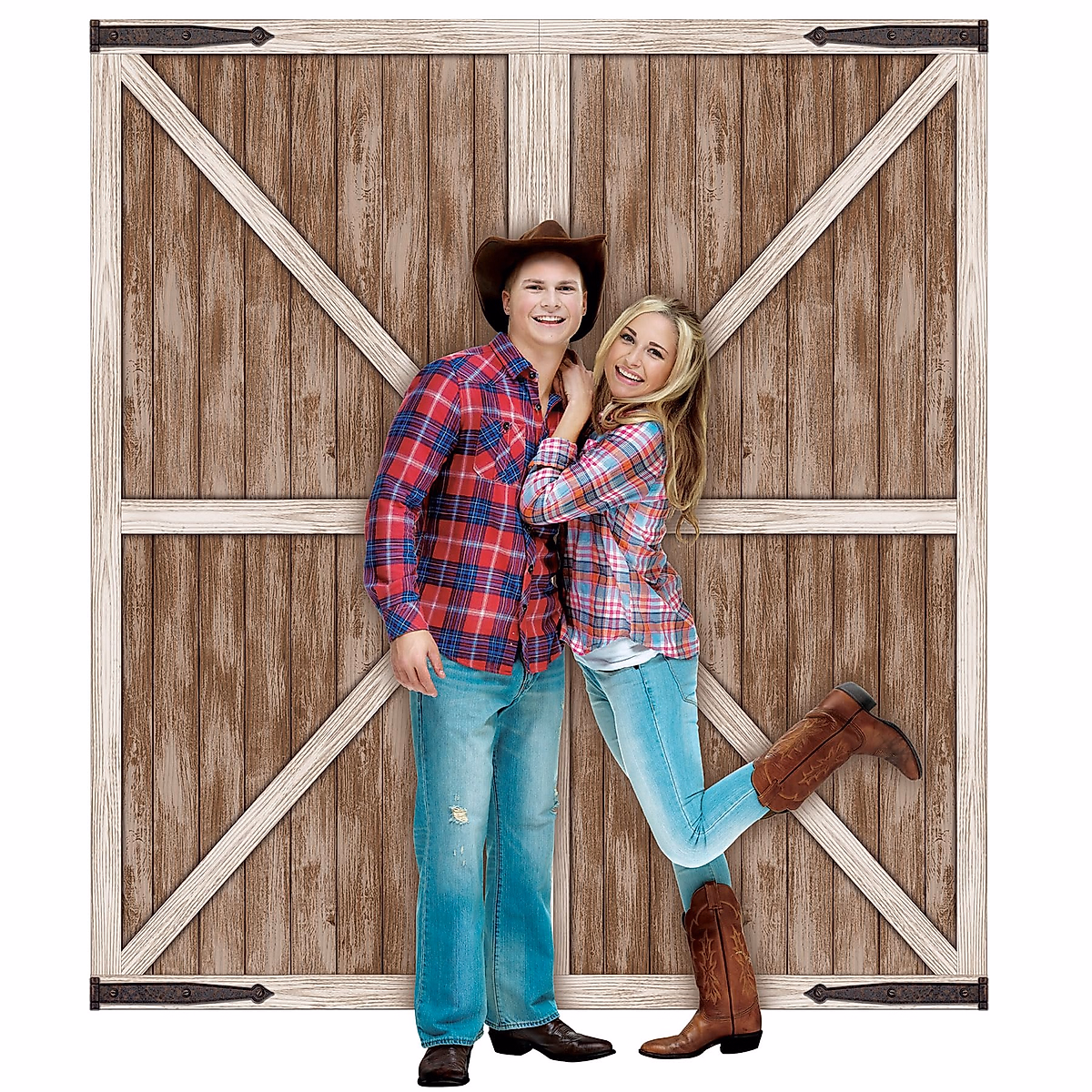Beistle 7' x 6' Cardboard Rustic Barn Door Photo Prop, Western Prom Decorations, Wild West Themed Party Décor