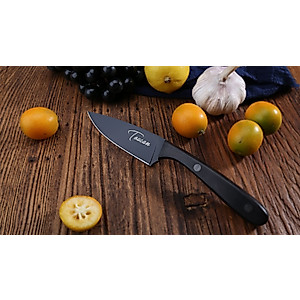 TOUCAN Black Paring Knife – Professional Kitchen Knife for Fruits and Vegetables – Premium Stainless Steel with Ergonomic Handle – 4-inch Blade for Chopping, Cutting, Peeling