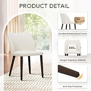 COLAMY Upholstered Dining Chairs Set of 4, Modern Fabric Dining Room Kitchen Side Chair with Padded Seat and Wood Legs for Restaurant/Cafe, Beige