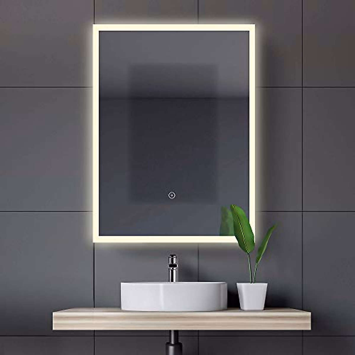 Bathroom Medicine Cabinet, Aluminum, Recessed/Surface Mount, 20" x 30", 1 Door, Left Hinged, Mirrored w/LED