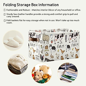 xigua Farm Animals Storage Basket Storage Bin Organizer Basket, Foldable Rectangular Storage Box with Handles for Home Office
