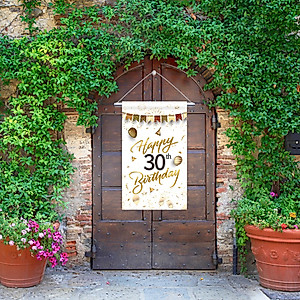 RoadSea Happy 30th Birthday Garden Flag - Adult Girl Boy Thirty Years Old Birthday Yard Lawn Sign - 30th Birthday Party Garden Banner Indoor Outdoor Decoration Supplies - Double Sided 12" x 20" (30th)