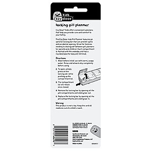 EZY DOSE Kids Weekly (7-Day) Pill Planner, Medicine Case, Vitamin Organizer Box, Large Locking Compartments to Secure Prescription Medication and Prevent Accidental Spilling, Color May Vary