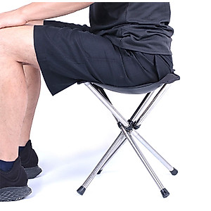 Camping Stool,Portable Chair 12.6 inch Large-Size Lightweight Camping Stool, Stainless Steel Outdoor Foldable Chair for Camping, Travel, Hiking, BBQ, Fishing, Garden, Beach(Black Large)