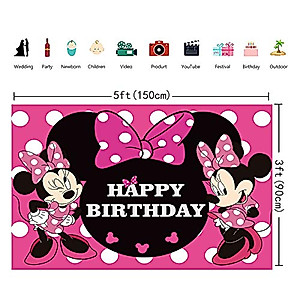 GCH Cartoon Photography Backdrop Girl 1st Birthday Background Princess Girls Hot Pink Decoration for Kids Baby Shower Party Supplies Banner Studio Props Customized Backdrops (5X3FT)