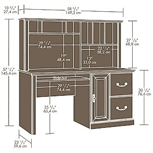 Sauder Orchard Hills Computer Desk with Hutch, Carolina Oak finish