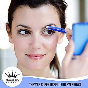 Majestic Bombay Slant Tweezers for Women and Men – Splinter Ticks, Facial, Eyebrows and Ingrown Hair Removal–Sharp, Needle Nose, Surgical Tweezers Precision best tweezers for chin hair and Plucking