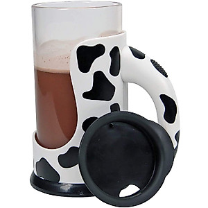 Hog Wild Moo Mixer Supreme Chocolate Milk Mixing Cup - Automatically Mixes Powder and Syrup - Stir and Drink in 1 Glass -16 oz