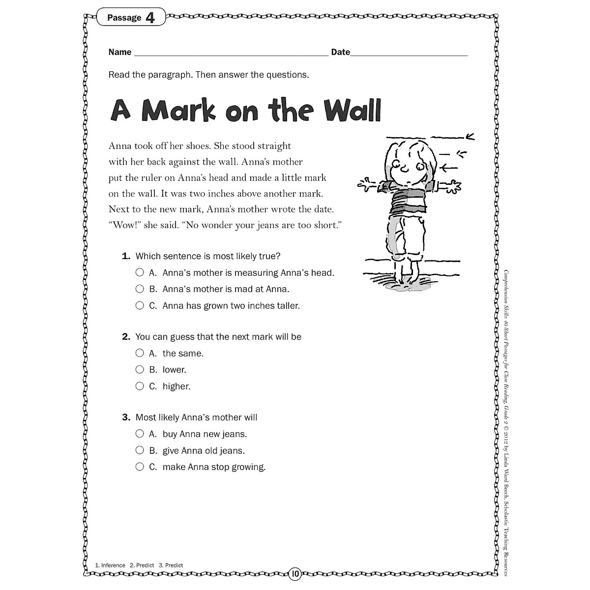 Scholastic Teaching Resources SC-546053 Comprehension Skills Gr 2 40 Short Passages For Close Reading