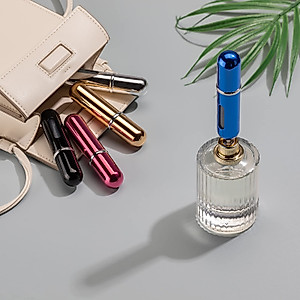 Lusiyi Refillable Perfume Bottle (5ML, 2PCS), Travel Cologne Atomizer, Portable Pocket Perfume Spray (0.2oz, Blue, Silver)