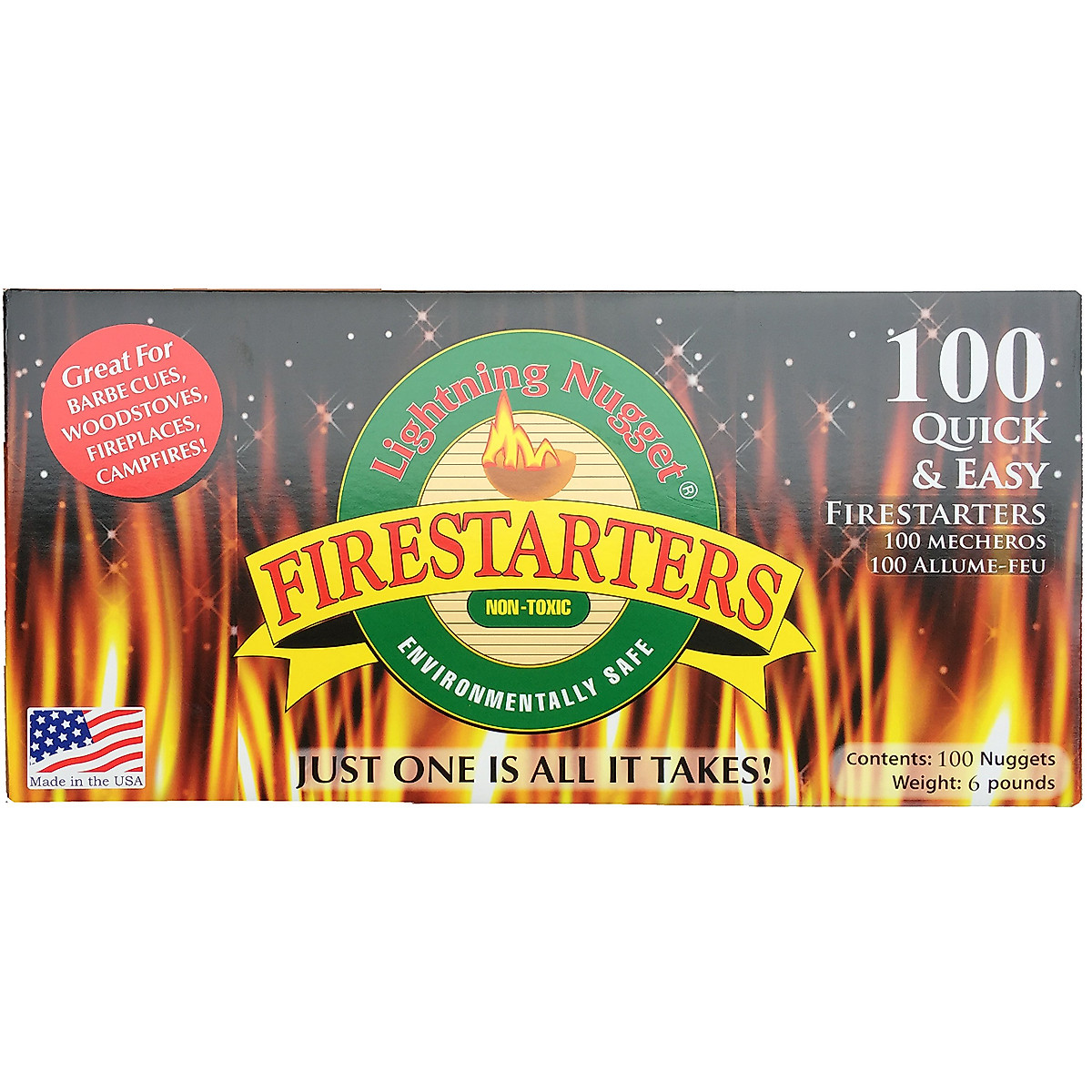 Lightning Nuggets N100SEB Super Economy Box Fire Starter , Tan Brown, 100 Count (Pack of 1)