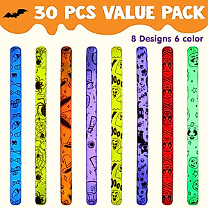 JOYIN 30 Pcs Halloween Glow Sticks Bulk Party Pack, Hanging Wands in 8 Designs, 6 Colors Light Up Sticks for Kids Glow in The Dark Halloween Party Favor Supplies, Halloween Goodie Bag Filler
