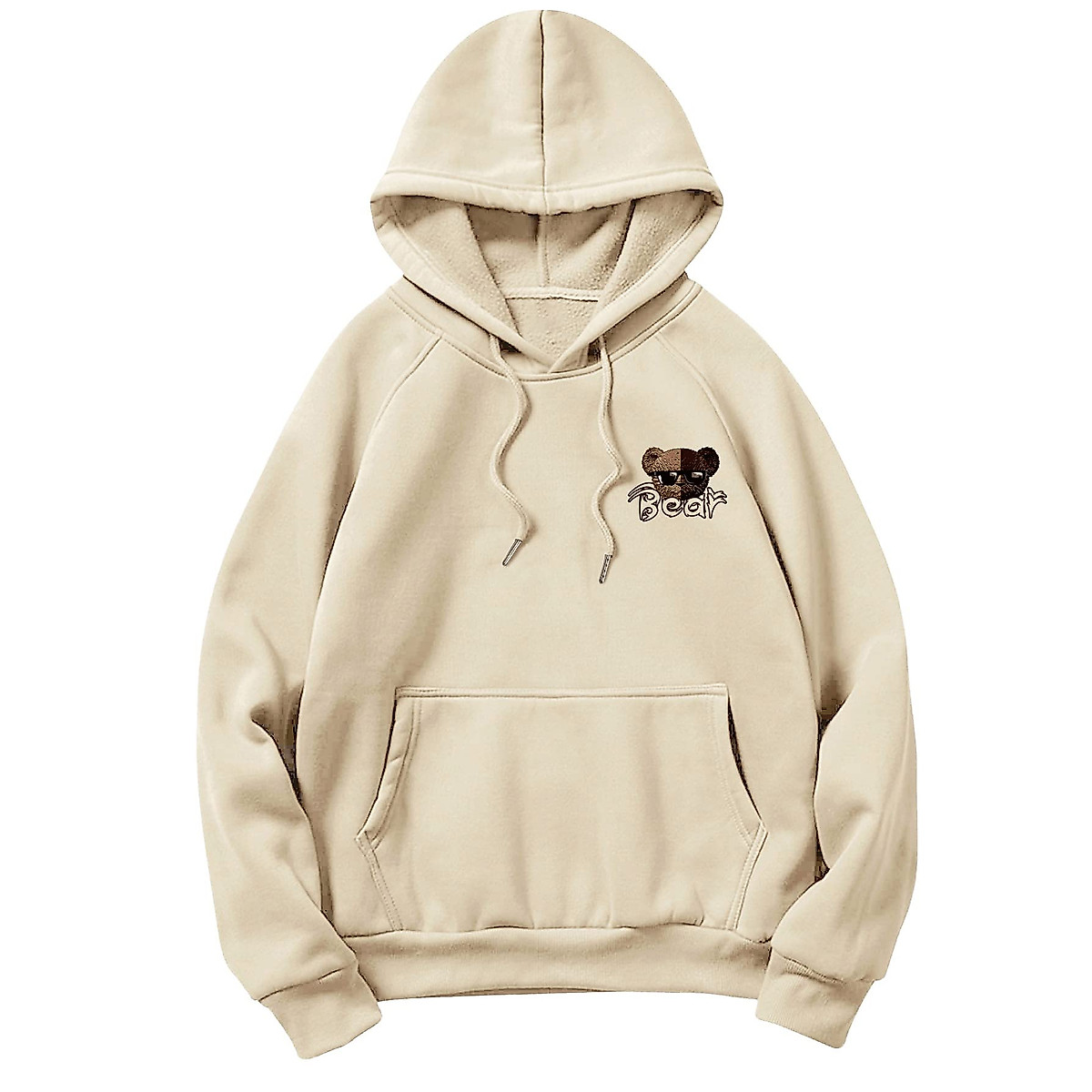 Floerns Men's Long Sleeve Lightweight Drawstring Letter Print Graphic Hoodies Sweatshirt Tops Apricot Cartoon L