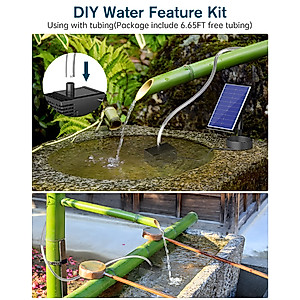 NFESOLAR Solar Water Pump, 5.5W Solar Water Fountain Pump with 1500mAh Battery Backup, 4ft Tubing 16.4ft Cable, 92.5 GPH Solar Pond Pump for Bird Bath Outdoor Ponds Garden Pool Water Feature