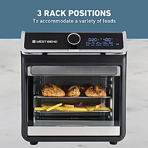 West Bend Air Fryer Oven 15-Quart with Digital Controls Easy-View Door and 16 Cooking Presets, Includes Eight Accessories, 1000-Watts, Black