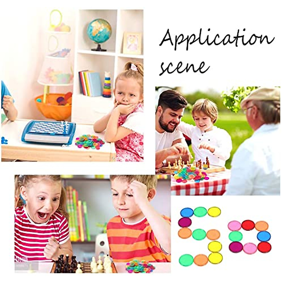 FSTgo Plastic Bingo Chips 3/4 inch Transparent Counters, Game Tokens, Counters for Kids Math, Preschool Science Toys-1000pcs Mix 8 Color