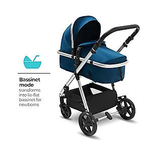 Mompush Meteor2 Baby Stroller 2-in-1 with Bassinet Mode - Compatible with Infant Car Seat, Adapter Included - Stable Bassinet Stroller Combo, Full-Size Baby Strollers for Family Outings
