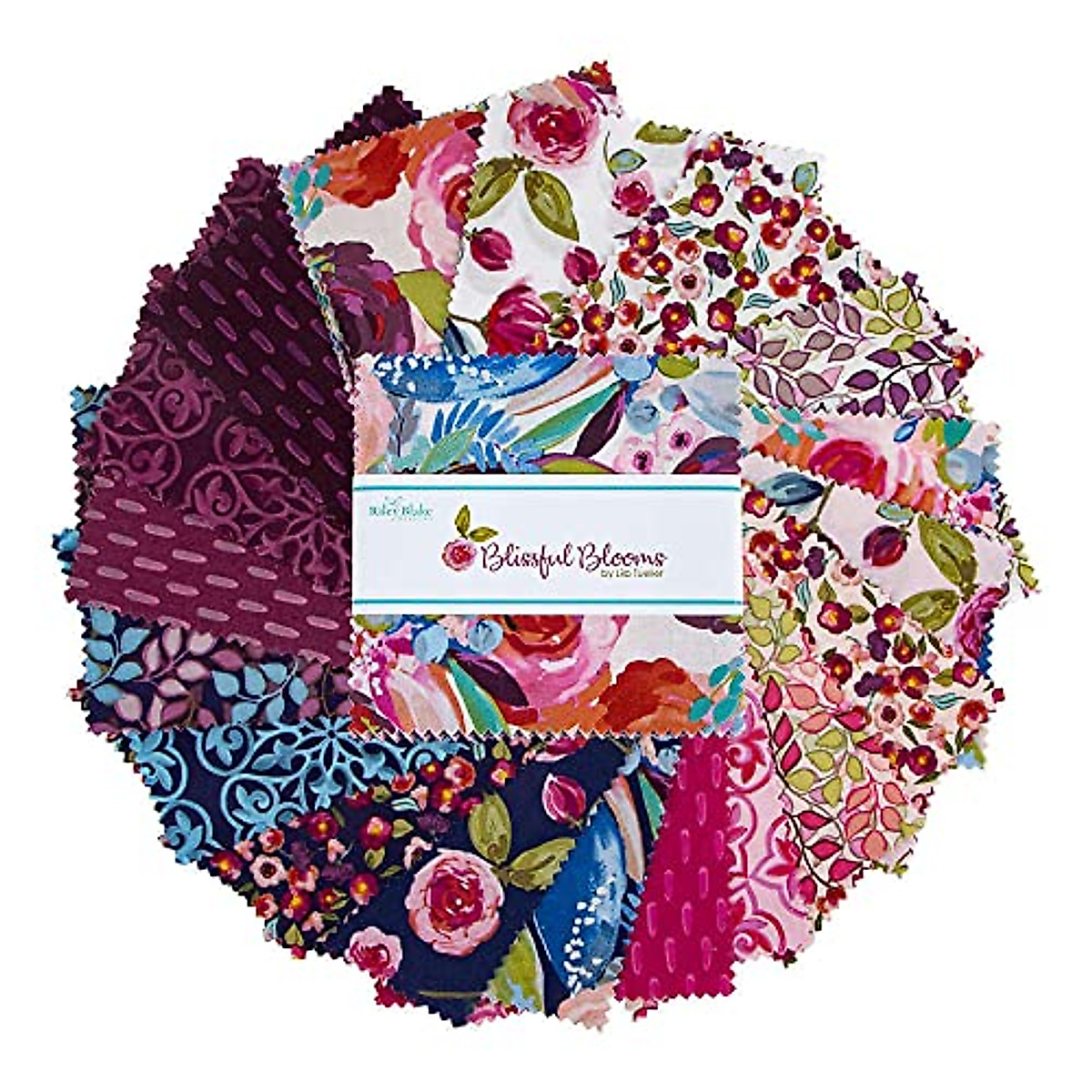 Blissful Blooms Riley Blake 5-inch Stacker by Lila Tueller, 42 Precut Fabric Quilt Squares, 5 Inches