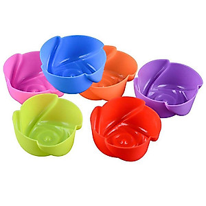 UPKOCH 8pcs Silicone Muffin Cups Rose Flower Shape Reusable Silicone Baking Cups Non Stick Cupcake Liners Maker Mould Cup (Random Color)