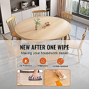 VEVOR Clear Table Cover Protector, 42 inch/1068 mm Round Table Cover, 1.5 mm Thick PVC Plastic Tablecloth, Waterproof Desktop Protector for Writing Desk, Coffee Table, Dining Room Table