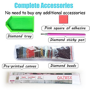 QAZWSX African American Diamond Painting Kits for Adults, Diamond Painting African American Black Art Abstract Black Girl with Angel Wings for Home Wall Decor 30 x 40 cm