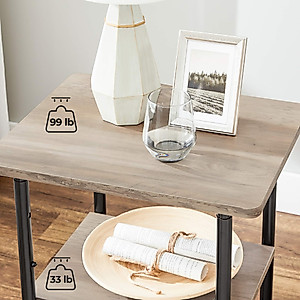 VASAGLE Printer Stand, 3-Tier Machine Cart with Wheels and Adjustable Table Top, Heavy Duty Storage Rack for Office and Home, Greige + Black