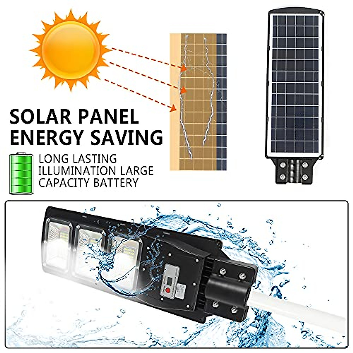 G-PLUS 90W Solar Street Lights Outdoor,Commercial IP67 PIR Sensor Lamp,Dusk to Dawn Solar Security LED Flood Light for Square,Yard, Garden,Street