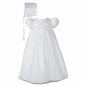 Little Things Mean A Lot Baby Girls White Bonnet Embroidered Christening Dress Outfit - WH 12