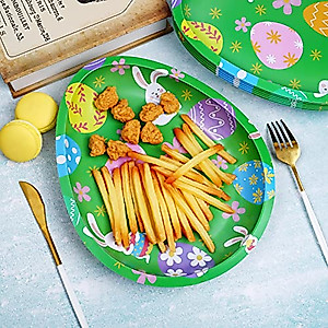 Shojoy 24 Pieces Easter Snack Tray Plastic Easter Egg Dessert Plates Easter Serving Tray Easter Bunny Serveware Party Serving Platter for Easter Party Decorations and Supplies