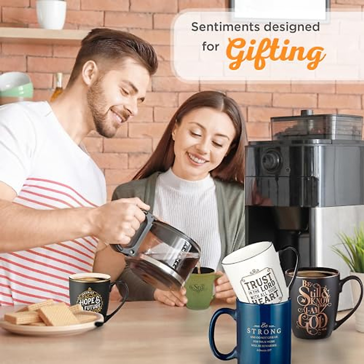 Christian Art Gifts Ceramic Coffee Mug for Women and Men 12 oz Black and White Inspirational Coffee Cup - Trust in the Lord - Proverbs 3:5 Non-Toxic, Lead and Cadmium-free Novelty Drinkware