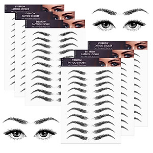 Molain 4D Hair-Like Eyebrow Tattoos Stickers 6 Sheets Waterproof Long-lasting Eyebrow Transfers Stickers Peel Off Eyebrow Sticker for Eyebrow Grooming Shaping 1 Style 66 Pairs Black