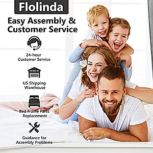 Flolinda Queen Size Platform Bed Frame with Velvet Upholstered Headboard and Wooden Slats Support, Fully Upholstered Mattress Foundation/No Box Spring Needed/Easy Assembly, Cream White