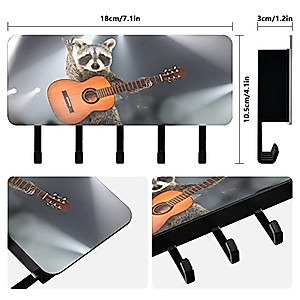 Sinestour Funny Raccoon Key Holder for Wall Key Hanger with 5 Key Hooks Key Rack Organizer Key and Mail Holder for Wall Decorative Entryway Hallway Mudroom Kitchen Home Apartment