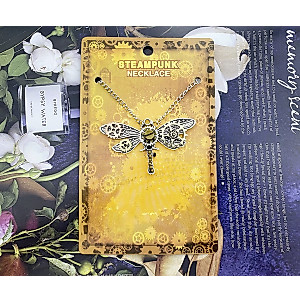 Zed ShadoWw Steampunk Dragonfly Pendant Sweater Necklace with 25”Chain