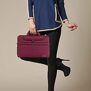 DOMISO 10.1 Inch Multi-Functional Laptop Bag Business Briefcase Waterproof Messenger Shoulder Bag for 10.1"-10.5" Laptops/Tablets/iPad Pro/iPad Air/Lenovo Yoga Book/Asus/Acer, Purple