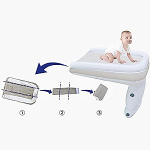 Zankie Inflatable Toddler Travel Bed with seat Belt,Baby Travel Plane Bed with Hand Pump,Inflatable Airplane Car Bed for Toddler,Fly Traval Kids Bed,Portable Toddler Bed for Travel & Camping