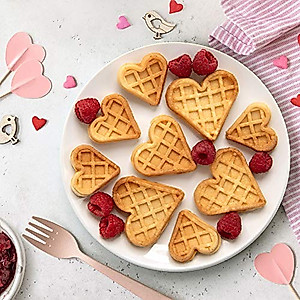 Mini Hearts Waffle Maker - Make 9 Heart Shaped Waffles or Pancakes w Electric Nonstick Waffler Iron- Unique Breakfast for Loved Ones Kids Adults, Fun Gift, Special Holiday Treat or for Summer Parties