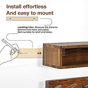 FifthQuarter Coat Hooks Wall Mounted: Easy Installation Rustic Coat Rack with Extra Storage Shelf and Sturdy Wooden Hook for Hanging Decor in Bathroom| Entryway| Bedroom | Hallway