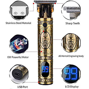 Suttik Professional Hair & Beard Trimmer for Barber, T-Blade Hair Edgers Clippers, Gold Knight Close-Cutting Trimmers, Cordless Clippers for Hair Cutting, Gift for Men