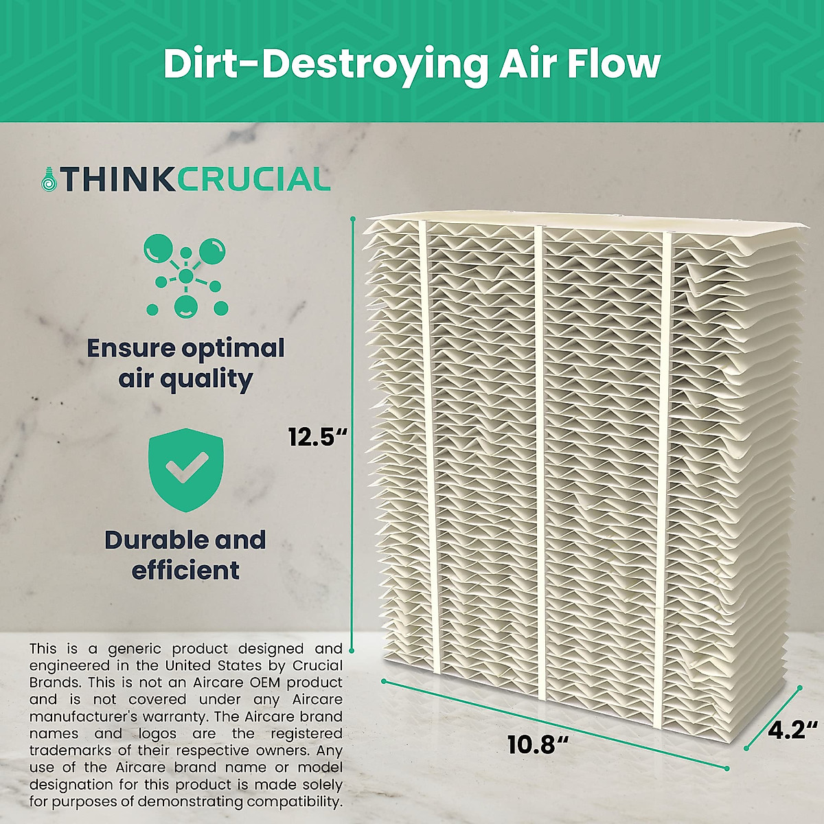 Think Crucial Replacement Humidifier Paper Wick Filters Compatible with Aircare Part # 1043 & Models EP9500,EP9700,EP9800,EP9R500,EP9R700,EP9R800 - Essick: 821000,826000,831000,SS390DWHT - 2 Pack