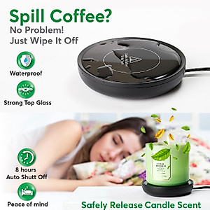 Coffee Mug Warmer - Compact Coffee Cup Warmer for Desk with Auto On/Off - Multipurpose Electric Candle Warmer Plate & Coffee Warmer for Desk, Durable, Safety Auto-Shutoff - Perfect for Home & Office