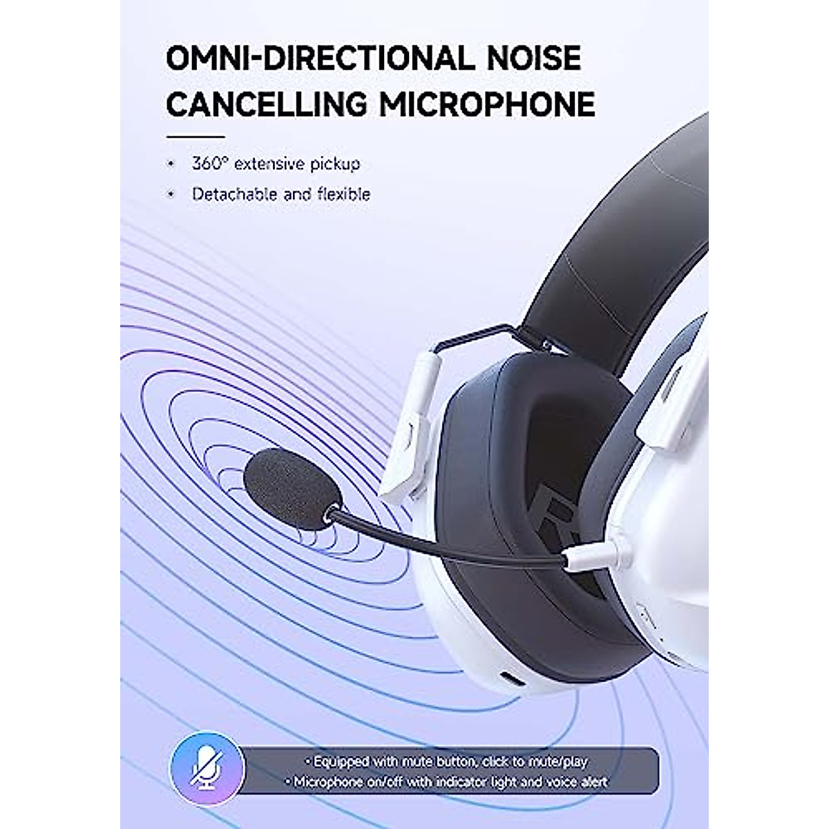 Gvyugke Captain 500 Wireless Gaming Headset, 2.4GHz USB Wireless Headset with Microphone for PS4/PS5/PC/Switch, Bluetooth 5.2 Gaming Headphones with 40H Battery, RGB Light, Ergonomic Design（White）