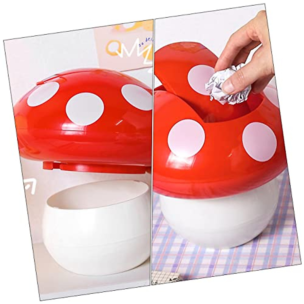 HANABASS for Tiny Adorable Decoration or Tabletop Waste Table Lid Organizer Car Small Home Mushroom Kawaii with Accessory Rubbish Bin Desktop Plastic Countertop Decorative Trash Bins