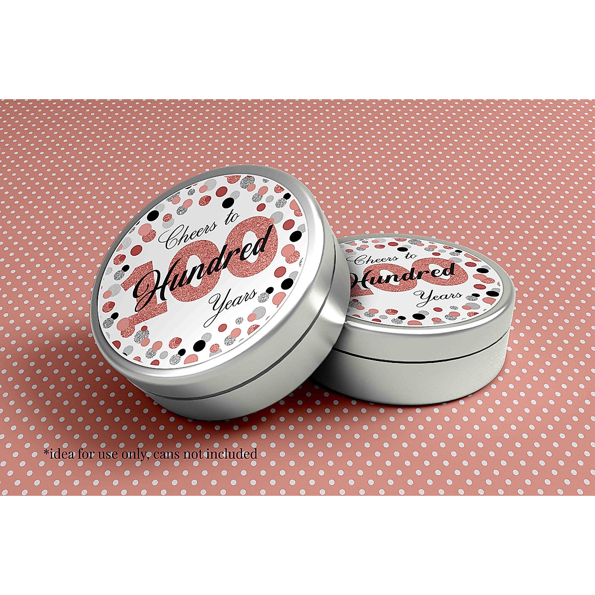 Confetti Rose Gold Polka Dot 100th Birthday Party Sticker Labels, 40 2" Party Circle Stickers by Amanda Creation, Great for Party Favors, Envelope Seals & Goodie Bags